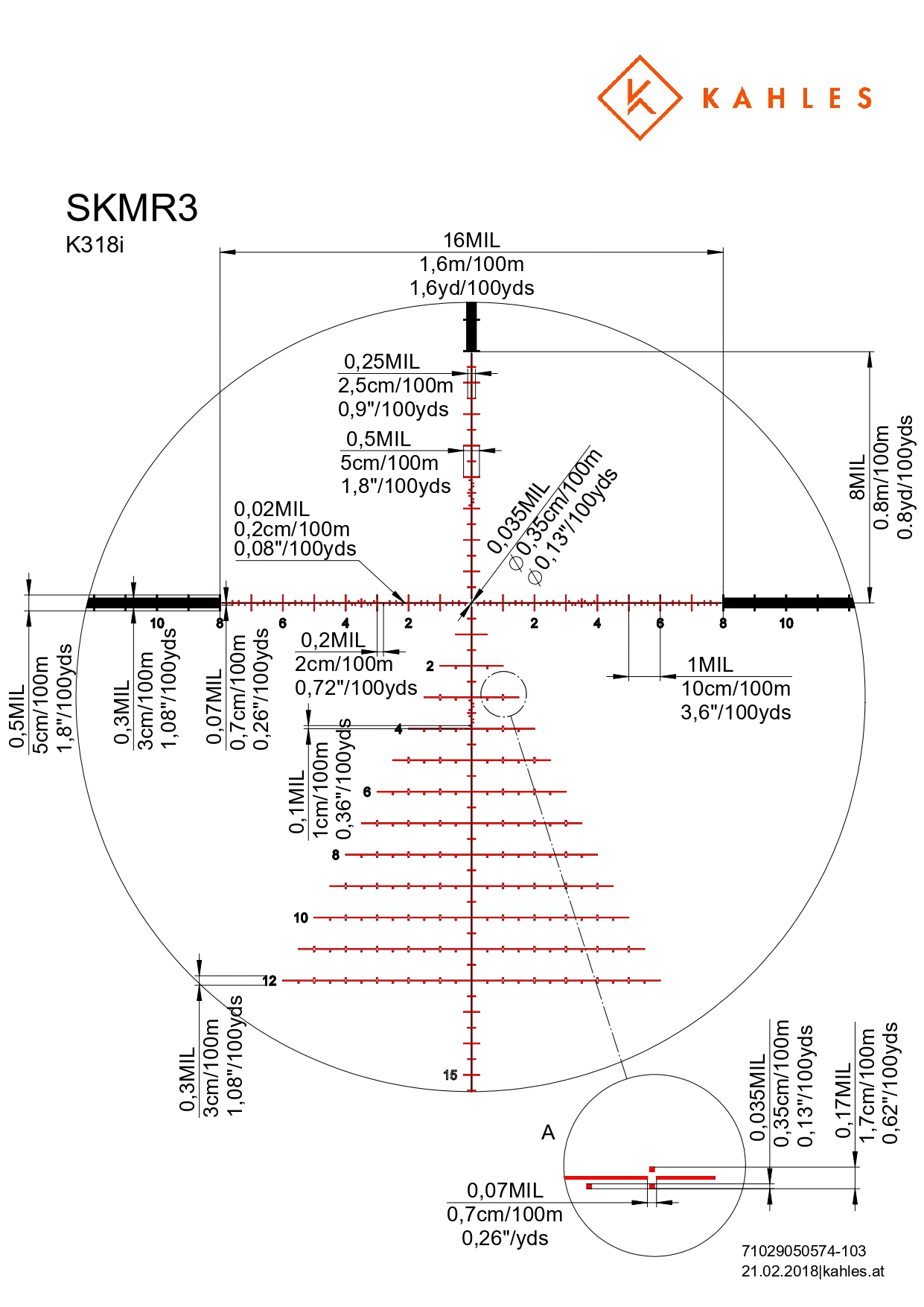 Оптический прицел Kahles K318i 3,5-18x50 SKMR3 ccw левая 1cm/100m ...